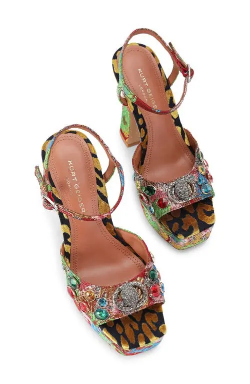 Kurt Geiger Chelsea Platform Peep Toe Sandal - Open Red