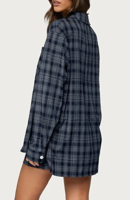 EDIKTED Alessa Plaid Button-up Shirt