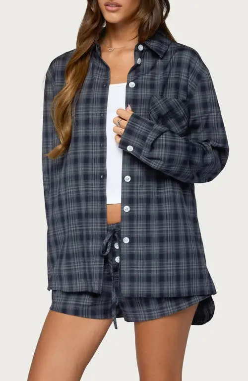 EDIKTED Alessa Plaid Button-up Shirt