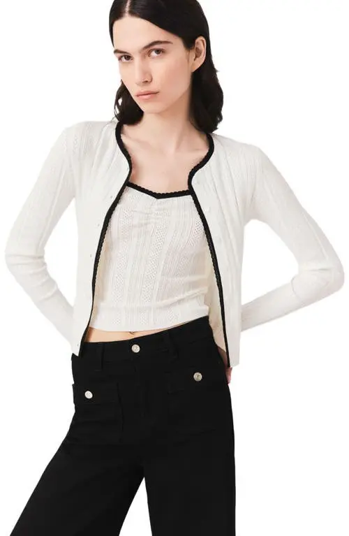 Maje Pointelle Knit Twinset - White