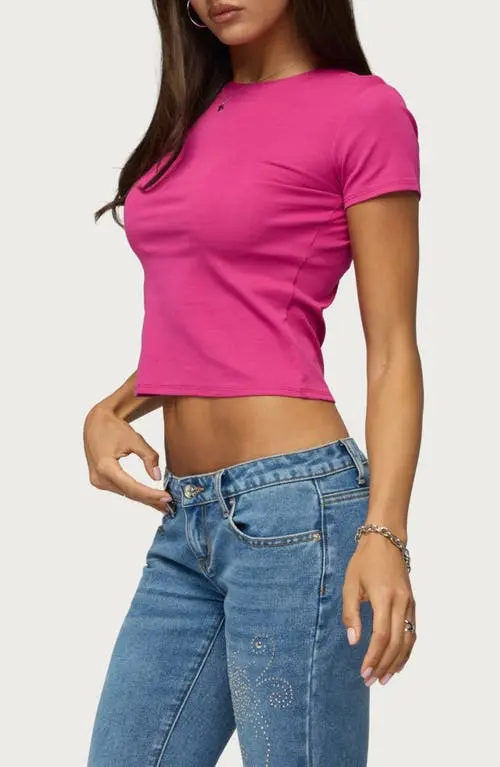 EDIKTED Sirenna Crop Stretch Cotton T-shirt