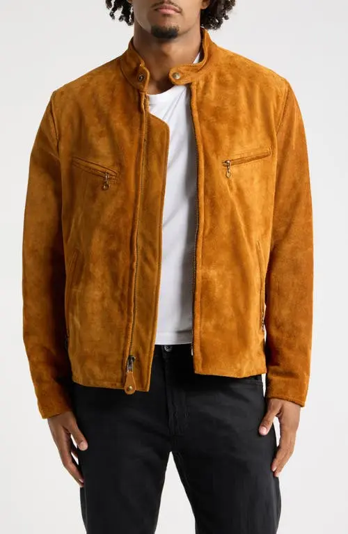 SCHOTT Cowhide Leather Racer Jacket - Tobacco