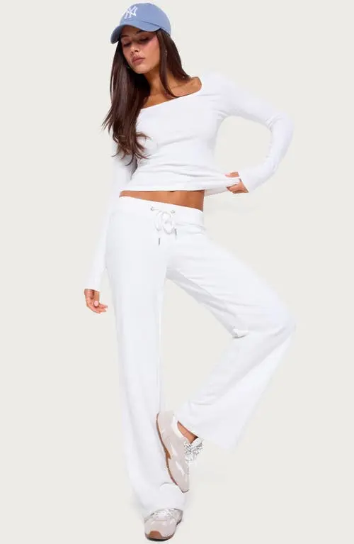 EDIKTED Flossy Ribbed Long Sleeve T-shirt