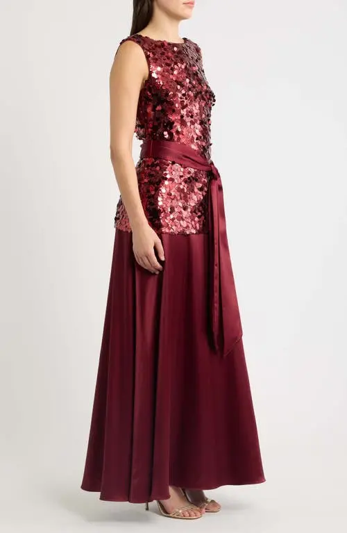 Eliza J Sequin Mixed Media Gown