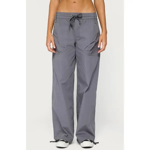 EDIKTED Kathleen Oversized Cotton Cargo Pants - Gray