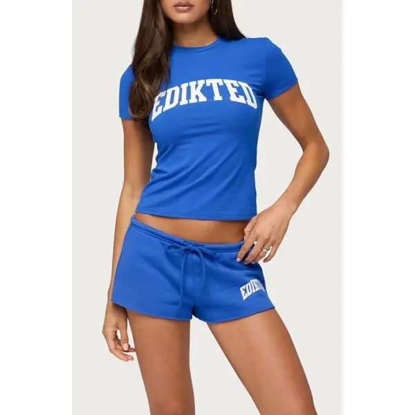 EDIKTED Sporty Babe Logo T-shirt - Blue