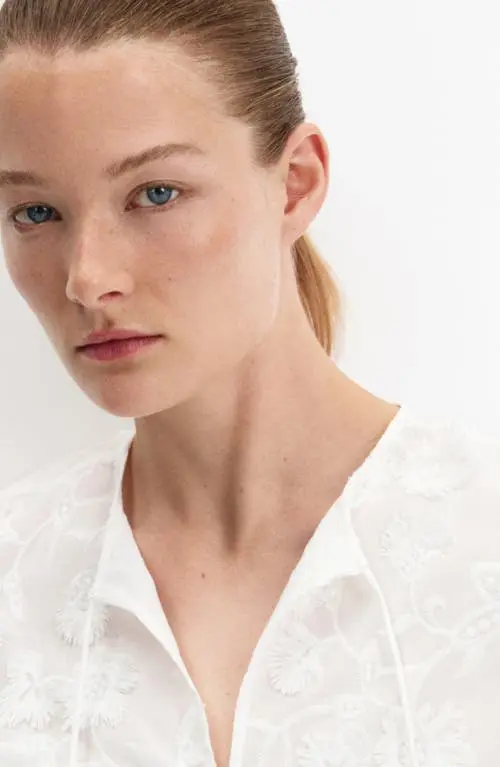 Mango Floral Embroidered Cotton Top
