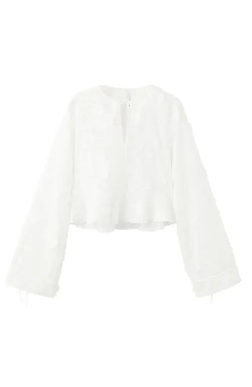 Mango Floral Embroidered Cotton Top