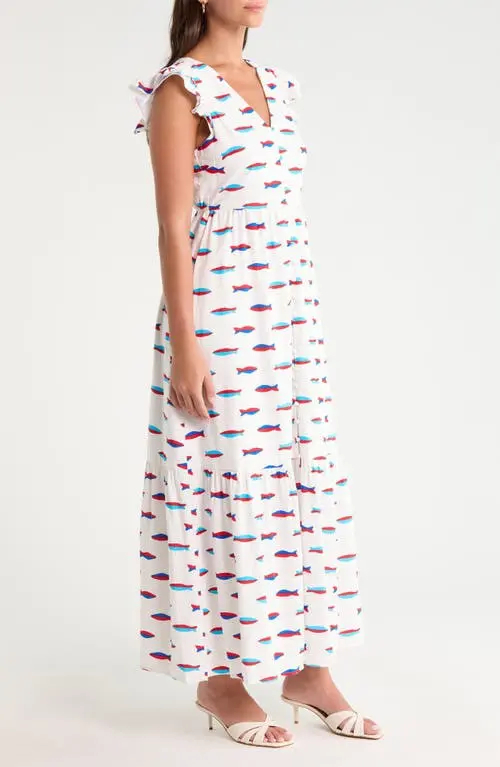 SUGARLIPS Evianna Flutter Sleeve Maxi Dress