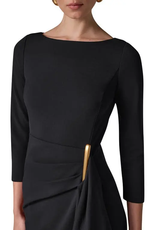 Donna Karan New York Side Ruffle Long Sleeve Sheath Dress