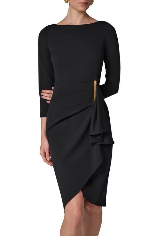 Donna Karan New York Side Ruffle Long Sleeve Sheath Dress