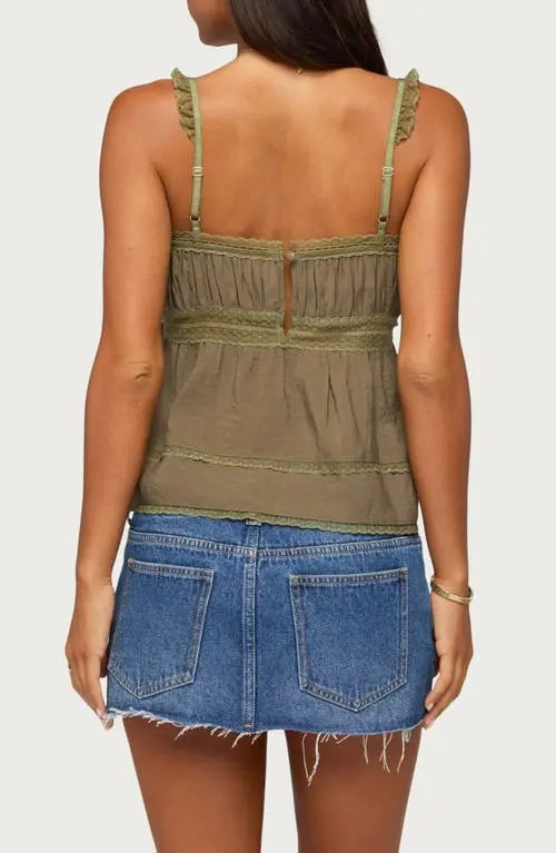 EDIKTED Mable Lace Trim Tiered Babydoll Tank