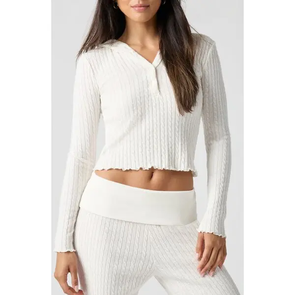 FLORENCE BY MILLS Baby Cable Knit Cropped Hoodie - Jet Stream