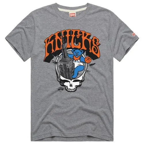 HOMAGE New York Knicks X The Grateful Dead Skull Tri-blend T-shirt - Gray