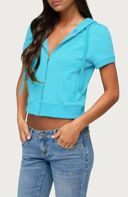 EDIKTED Daisi Short Sleeve Zip Hoodie