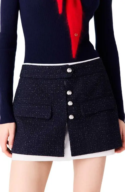 Maje Contrast Tweed Shorts