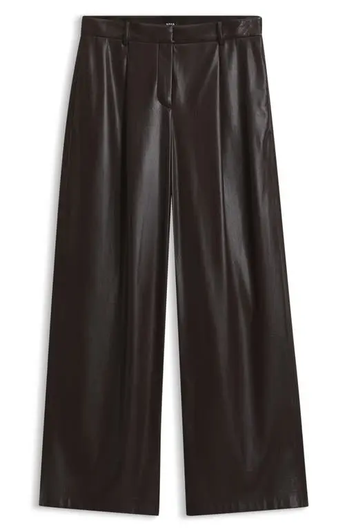 BOSS Faux Leather Wide Leg Pants