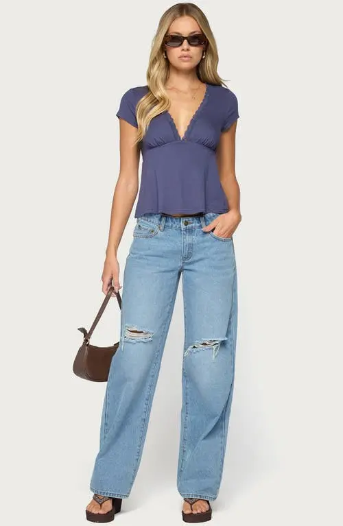 EDIKTED Palermo Laced Babydoll Top