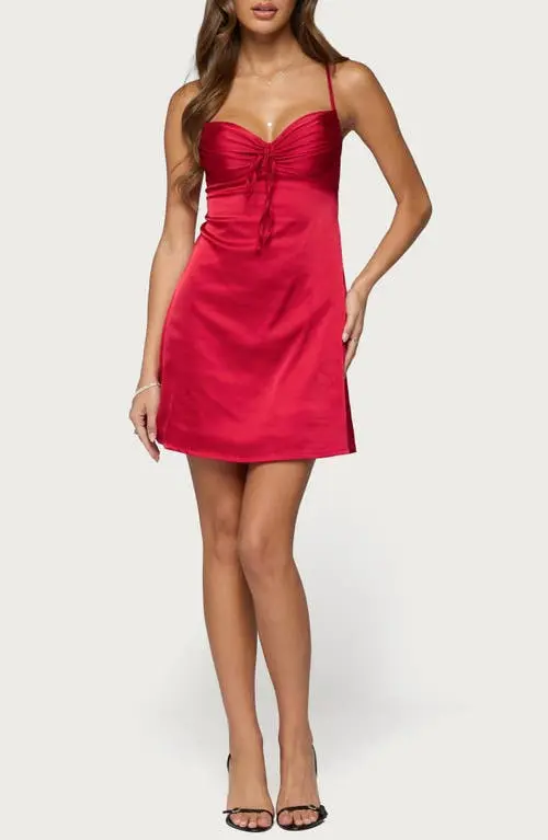 EDIKTED Christina Satin Effect Minidress - Red