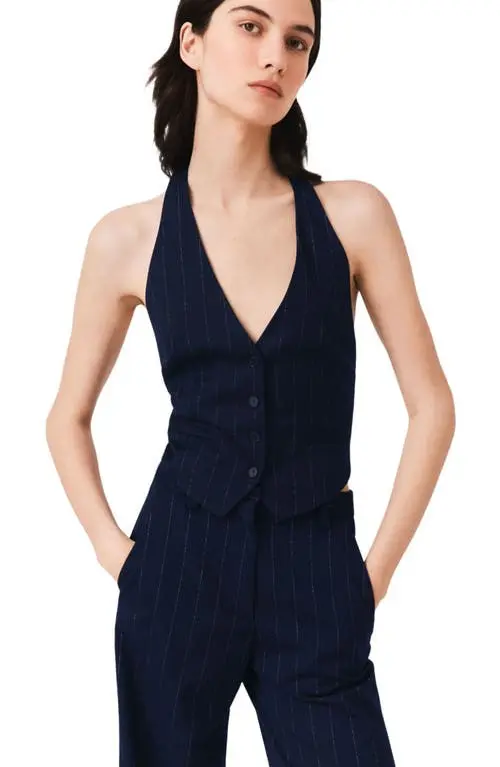 Maje Tailored Backless Top - Navy