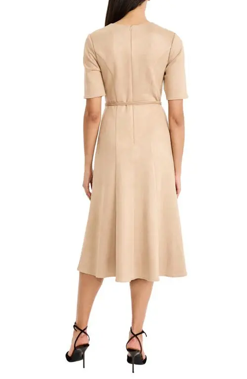 Maggy London Belted Velvet Midi Dress - Taupe