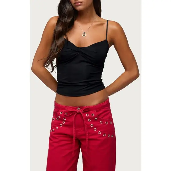 EDIKTED Pyper Twisted Twist Front Camisole - Black
