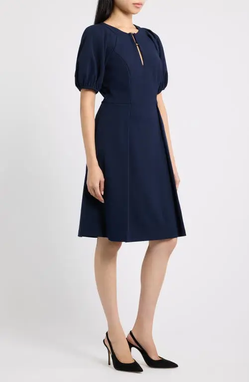 Vince Camuto Puff Sleeve Scuba Crepe Dress