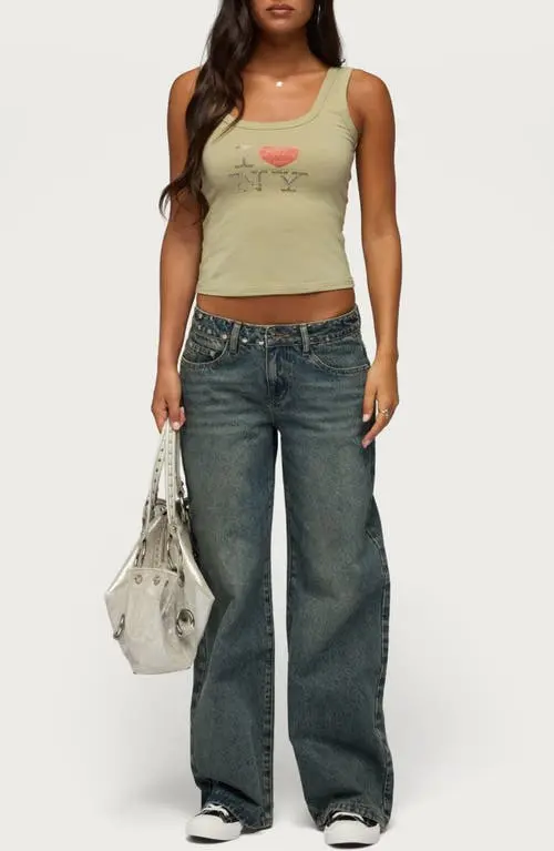 EDIKTED Nyc Studded Low Rise Baggy Jeans