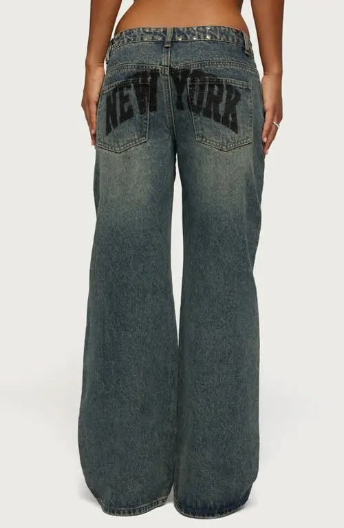 EDIKTED Nyc Studded Low Rise Baggy Jeans