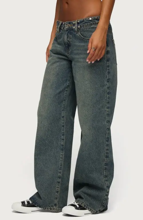 EDIKTED Nyc Studded Low Rise Baggy Jeans