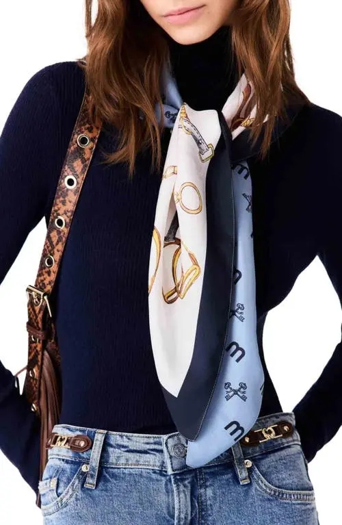 Maje Equestrian Motif Silk Scarf