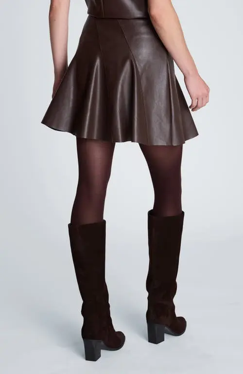 KENNETH COLE Faux Leather Seamed Flare Miniskirt