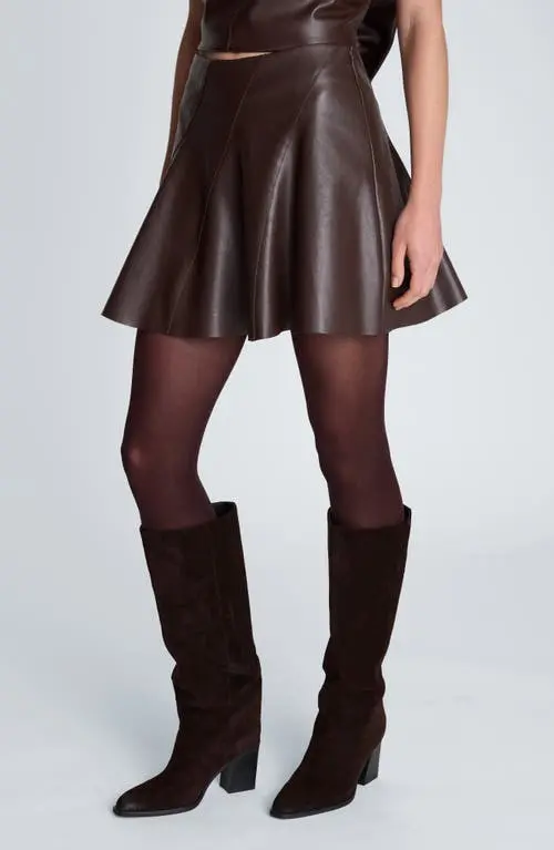 KENNETH COLE Faux Leather Seamed Flare Miniskirt