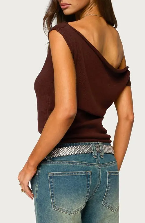 EDIKTED Lauria Off Shoulder Rib Knit Top