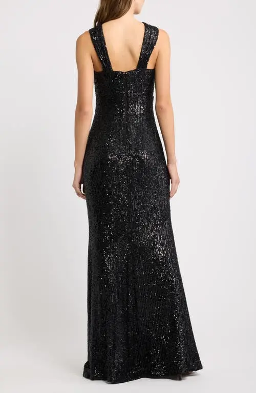 Eliza J Sequin Halter Neck Mermaid Gown