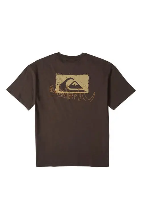 Quiksilver Yg Impaired Embroidered Cotton Graphic T-shirt - Java