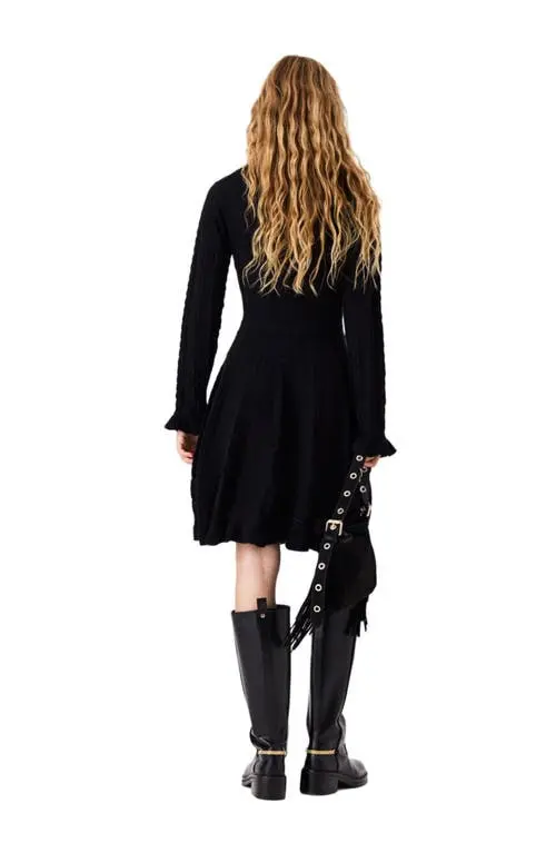 Maje Short Knit Dress With Buttons