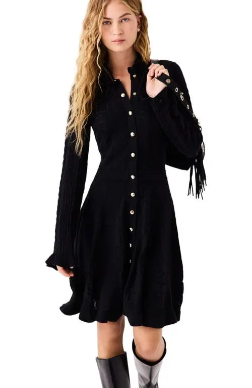 Maje Short Knit Dress With Buttons