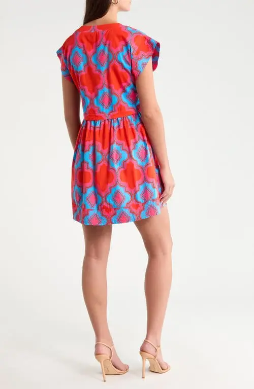 SUGARLIPS Devany Jolene Abstract Print Cotton Trapeze Minidress