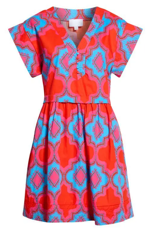 SUGARLIPS Devany Jolene Abstract Print Cotton Trapeze Minidress