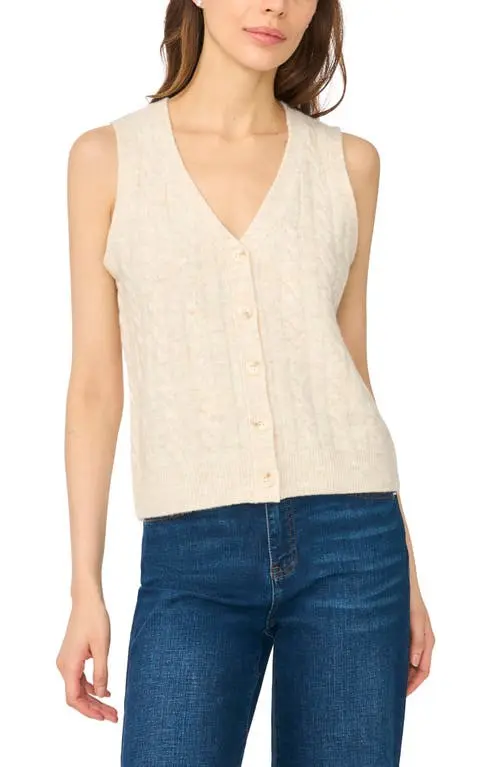 CECE DUPRAZ Cable Knit V-neck Sweater Vest - Malted