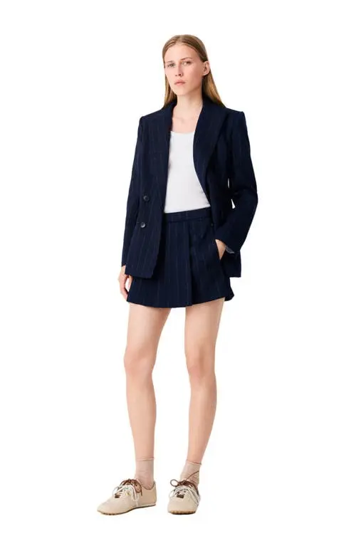 Maje Tailored Shorts With Lurex - Navy