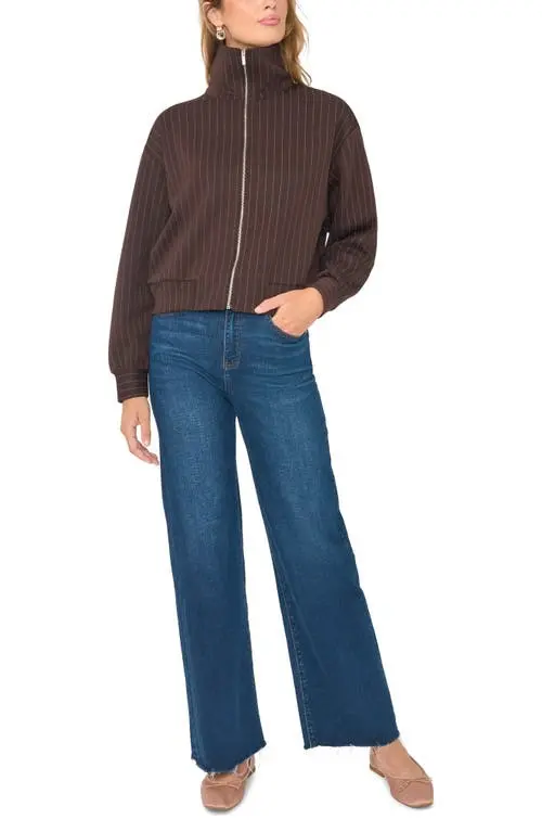 Vince Camuto Sporty Stripe Zip-up High-neck Sweatshirt