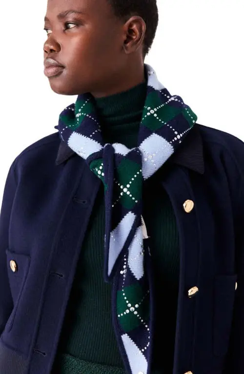 Maje Wool Argyle Triangle Scarf