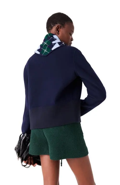 Maje Wool Argyle Triangle Scarf