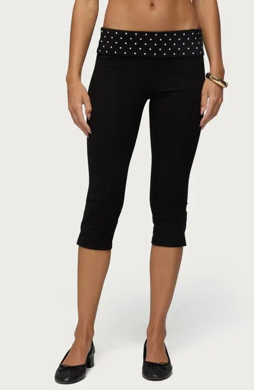 EDIKTED Genni Foldover Capri Pants - Black