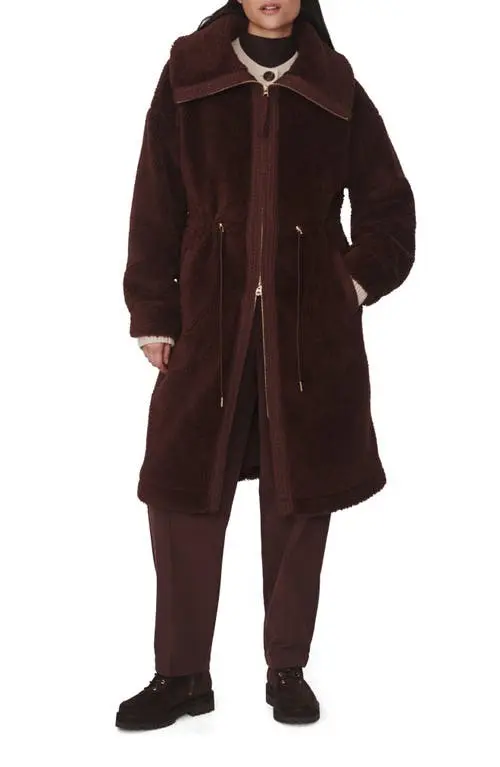 Varley Bennet Long Faux Shearling Coat - Dark Chestnut