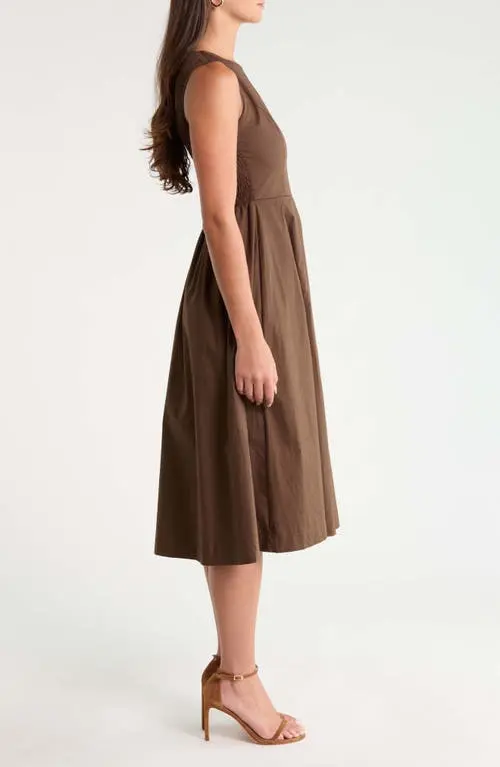 SUGARLIPS Emily Pleated Cotton Midi Dress