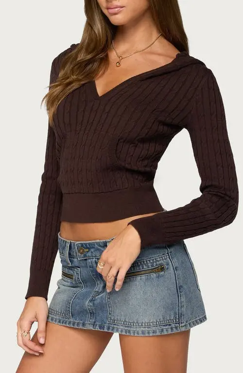 EDIKTED Kimani Cable Knit Hoodie
