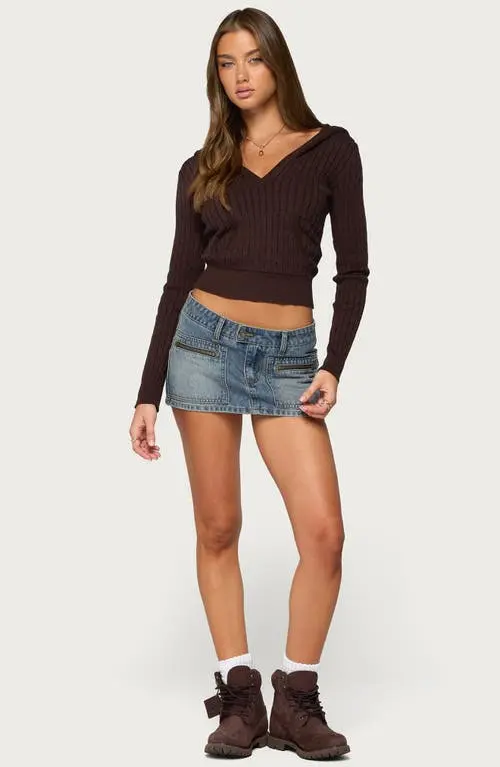 EDIKTED Kimani Cable Knit Hoodie